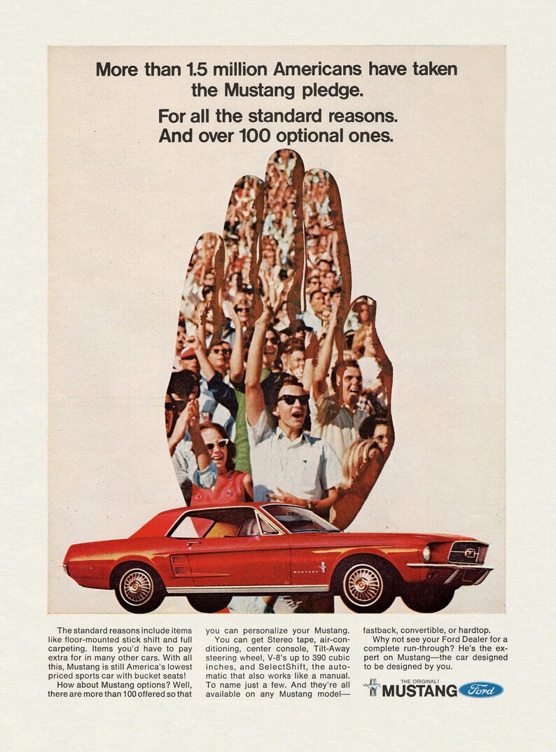 1967 Ford Mustang Ad, Sports Illustrated - Vintage Red Sports Car Print ...