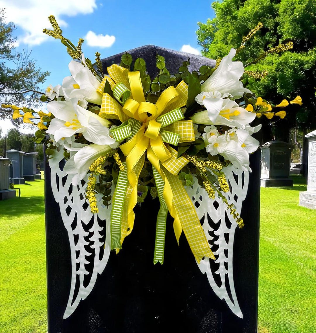 Large Angel Wings, Angel Wings Wreath, Cemetery Flowers, Grave Marker ...
