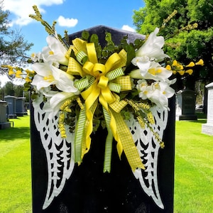Large Angel Wings, Angel Wings Wreath, Cemetery Flowers, Grave Marker ...