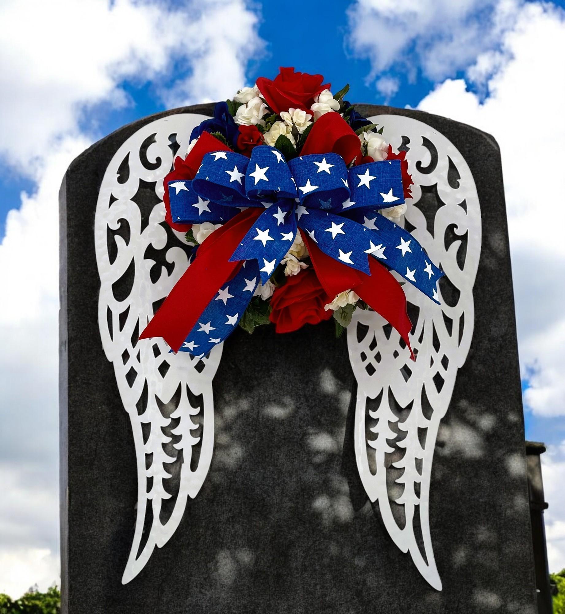Large Cemetery Angel Wings, Angel Wings Wreath, Cemetery Flowers, Grave ...