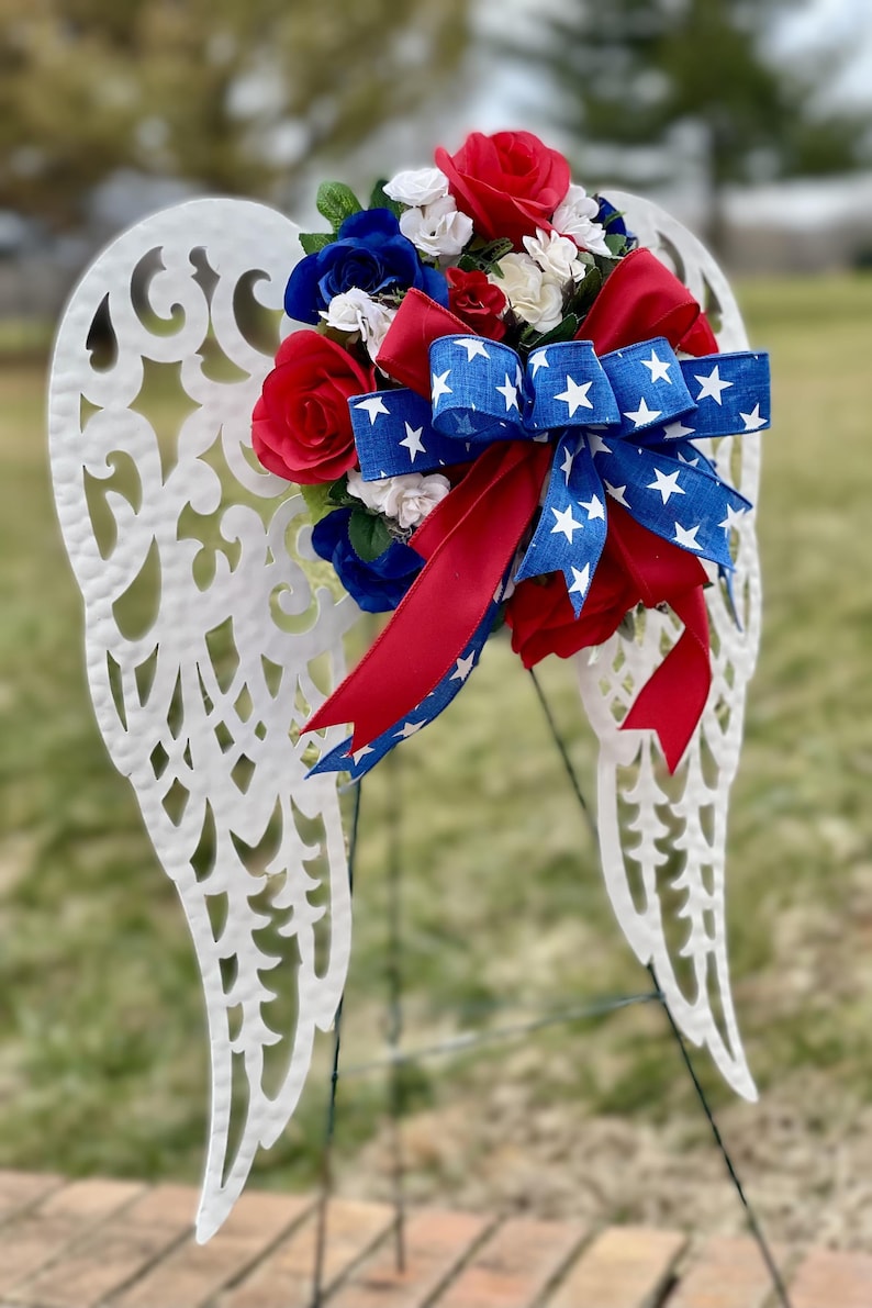 Large Cemetery Angel Wings, Angel Wings Wreath, Cemetery Flowers, Grave ...