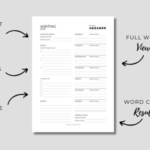 Weekly Writing Planner for Authors and Writers With to Write List, Word ...