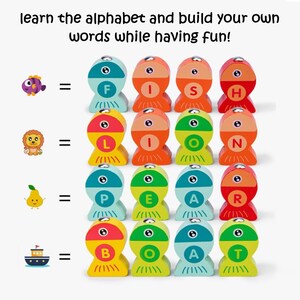 Wooden Fishing Game Set With Sticker Book: 26 Fish, 2 Poles, & Reusable ...