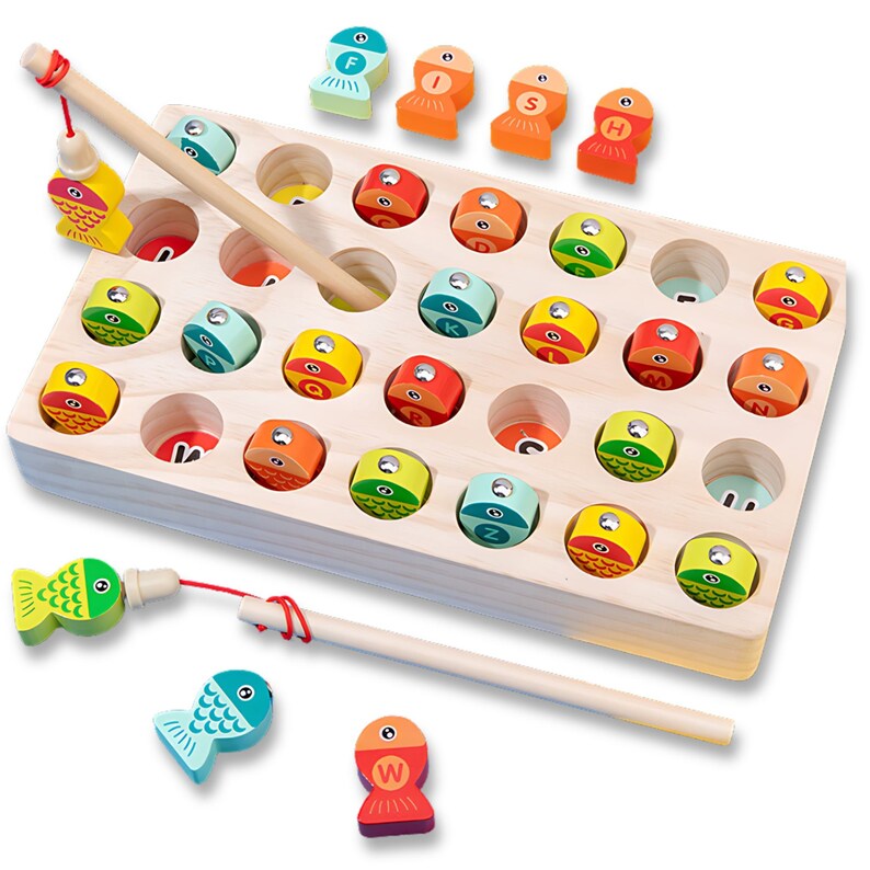 Fishing Alphabet Game, ABC Learning Toy for Toddlers, Preschool Wooden ...