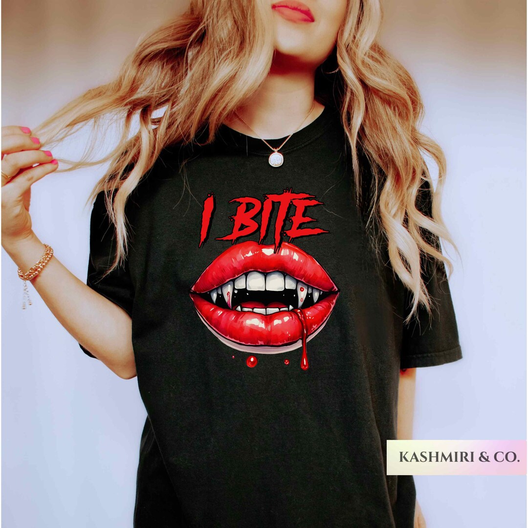 Love at First Bite Vampire Fangs Shirt, Halloween I Bite Tshirt ...
