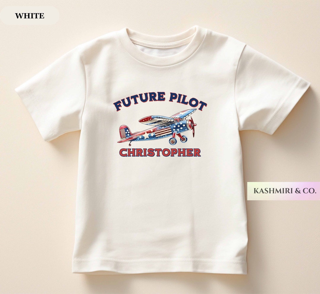 Personalized Future Pilot American Flag Airplane Toddler Shirt ...