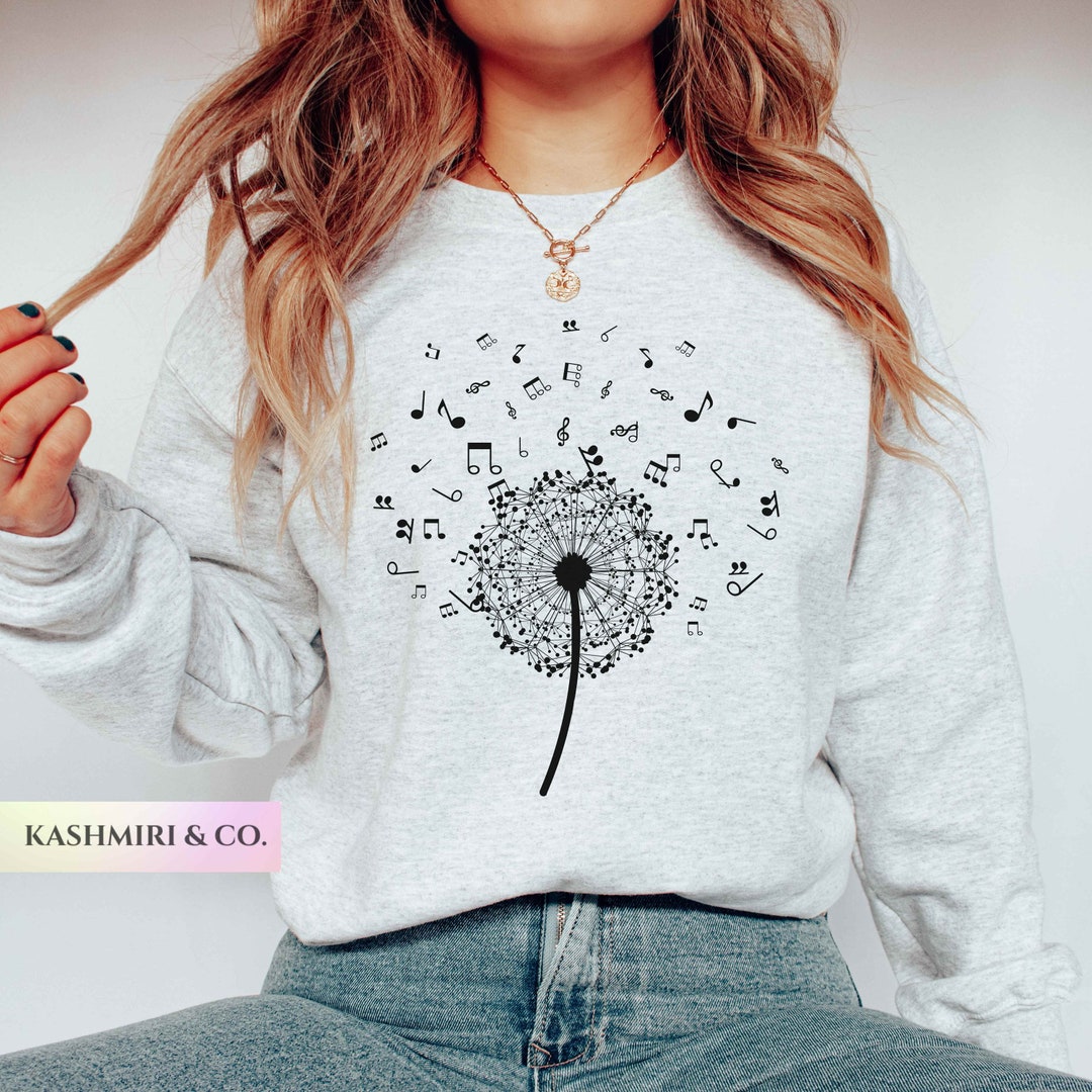 Dandelion Flower Music Notes Sweatshirt, Music Heals Sweater, Music ...