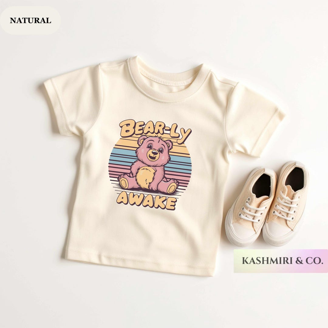 Funny Retro 90 Bear Nostalgia Barely Awake I Don't Care Bear Toddler ...