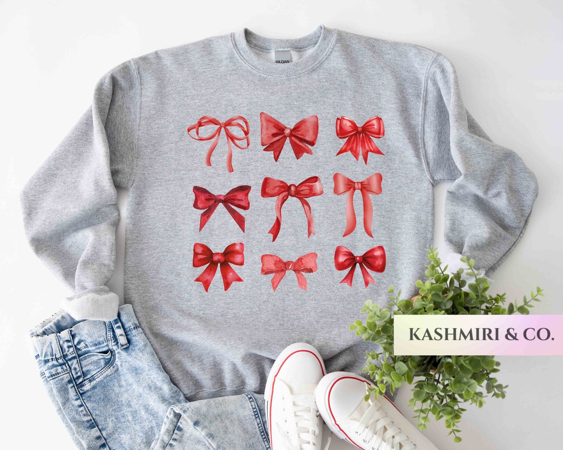 Red Bow Sweatshirt, Coquette Sweater, Ballet Shirt, Coquette Crewneck ...