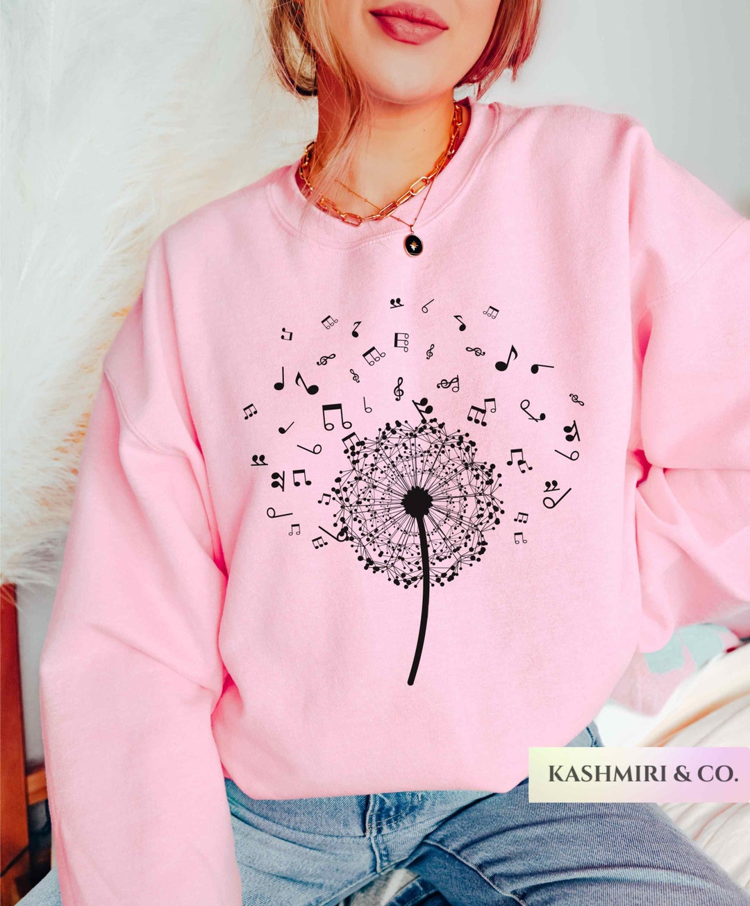 Dandelion Flower Music Notes Sweatshirt, Music Heals Sweater, Music ...
