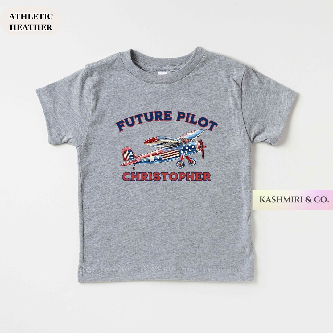 Personalized Future Pilot American Flag Airplane Toddler Shirt ...