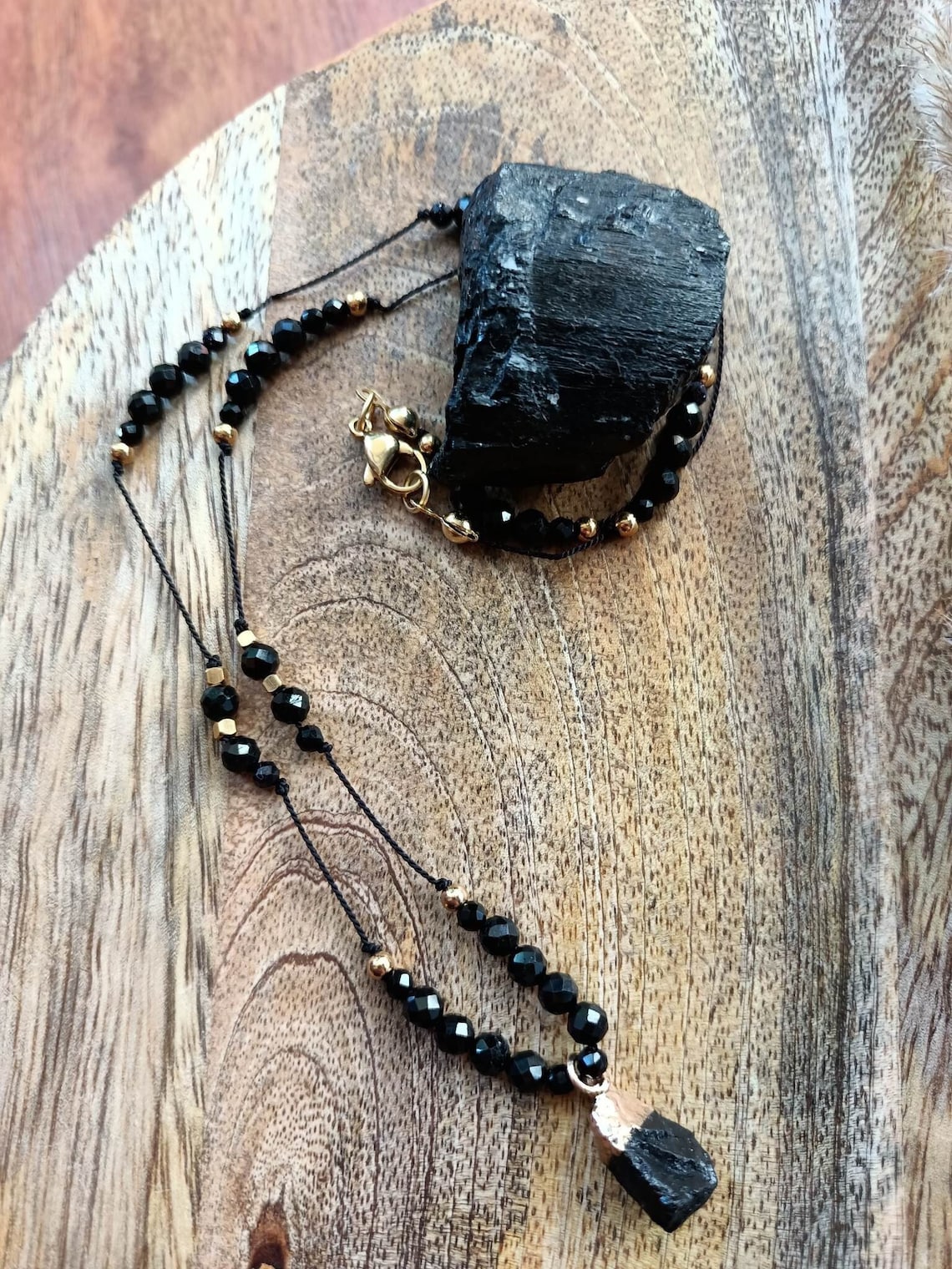 Naszyjnik Z Kamieni Naturalnych Turmalin Czarny - Etsy