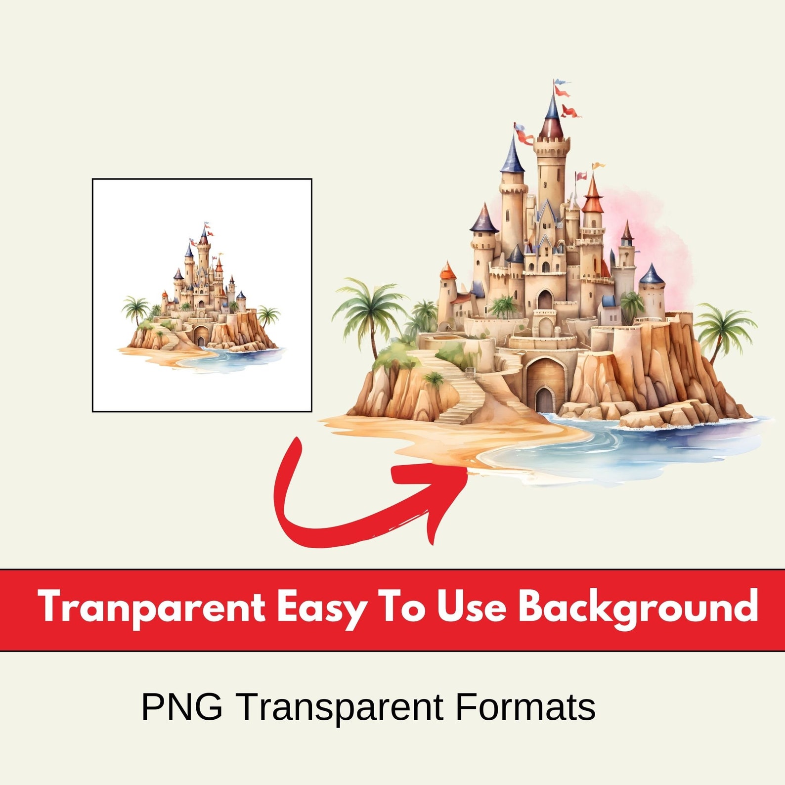 Sandcastle Clipart, Beach Clipart PNG Bundle, 24 PNG Sandcastle Clipart ...