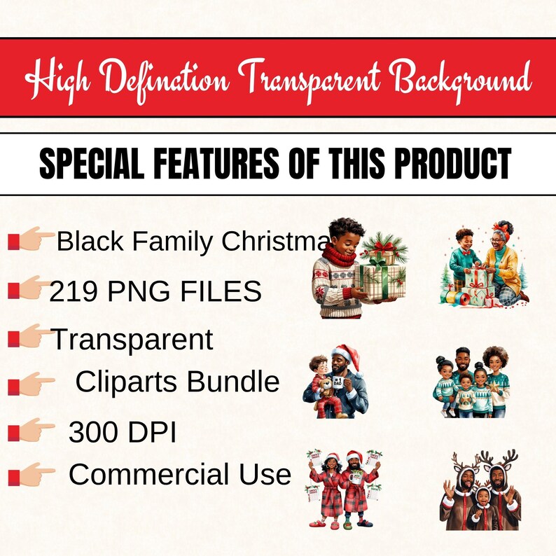 Black Family Christmas Clipart,afro American Clipart Png Bundle,black ...