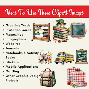 Vintage School Clipart,retro School Clipart PNG Bundle,old School,1950 ...