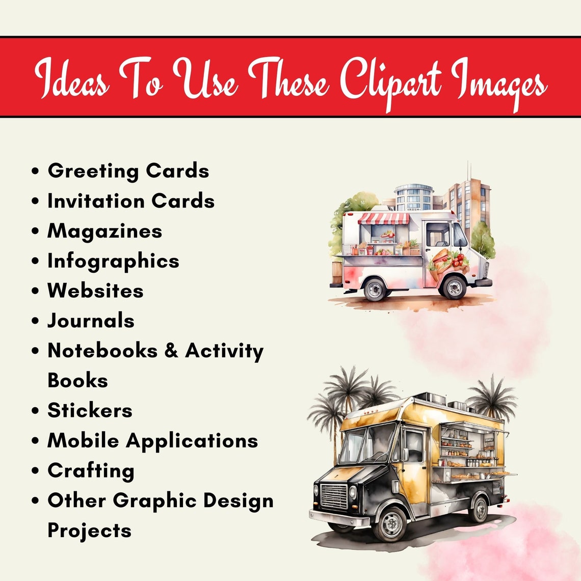 Food Truck Clipart, Food Clipart PNG Bundle, 88 PNG Food Truck Clipart ...