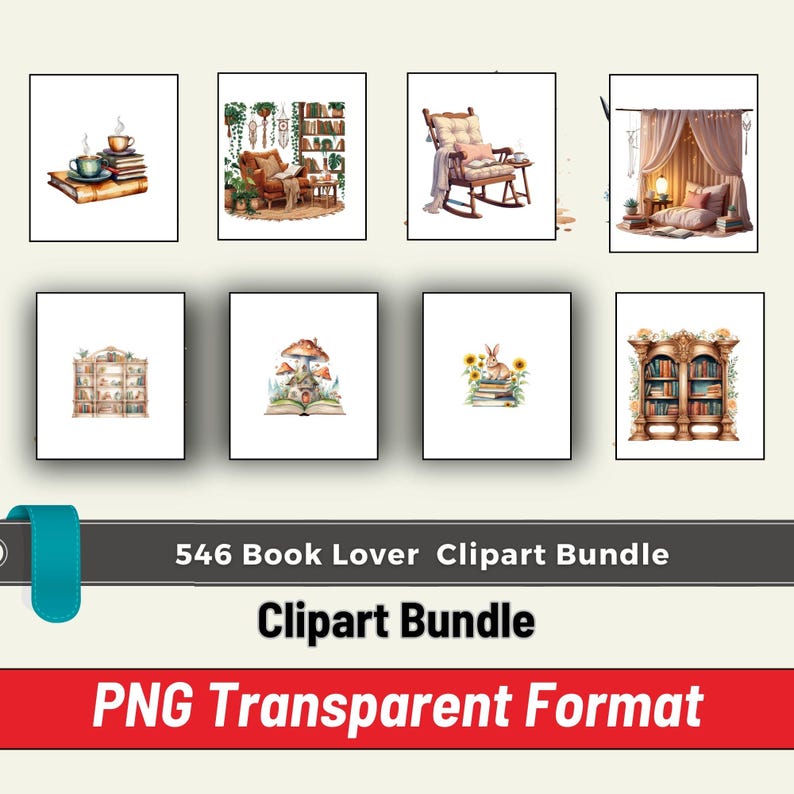 543 Book Lovers Clipart Bundle PNG Set,book Clipart Png,bookworm Clip ...