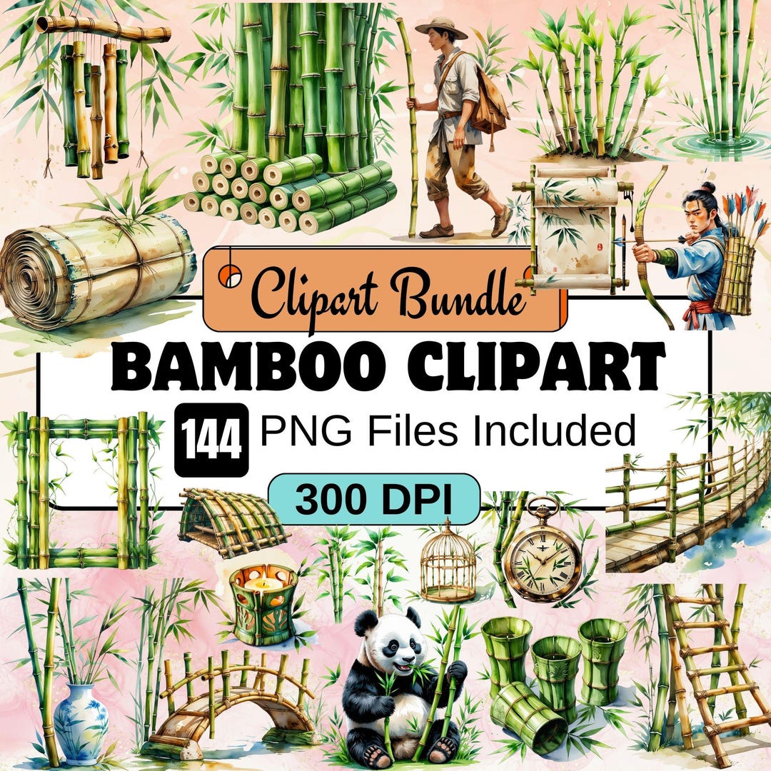 Bamboo Clipart,watercolor Bamboo Clipart, Botanical Greenery Art ...
