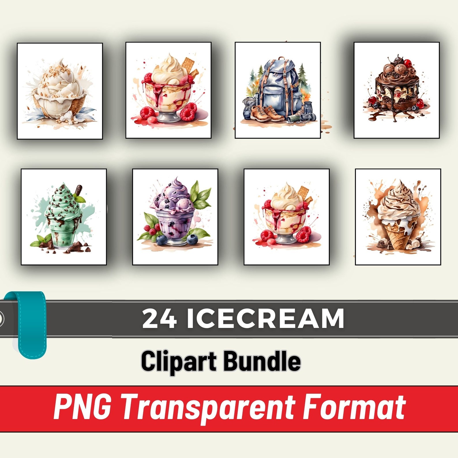 Icecream Watercolor Clipart, Watercolor Tasty Desserts, Sweet Treats ...