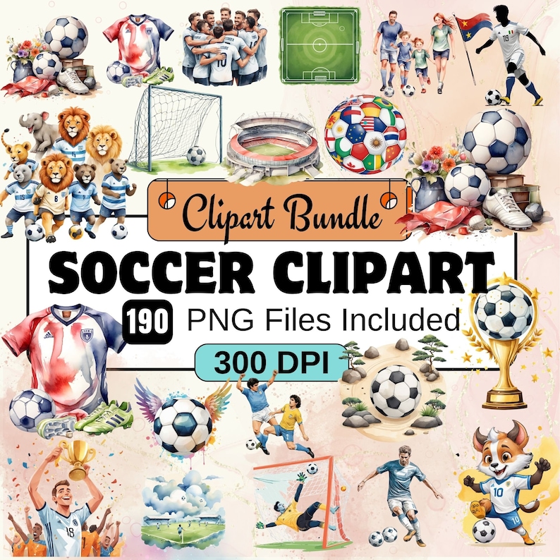 Soccer Clipart, Sports Clipart PNG Bundle, 190 PNG Soccer Clipart ...