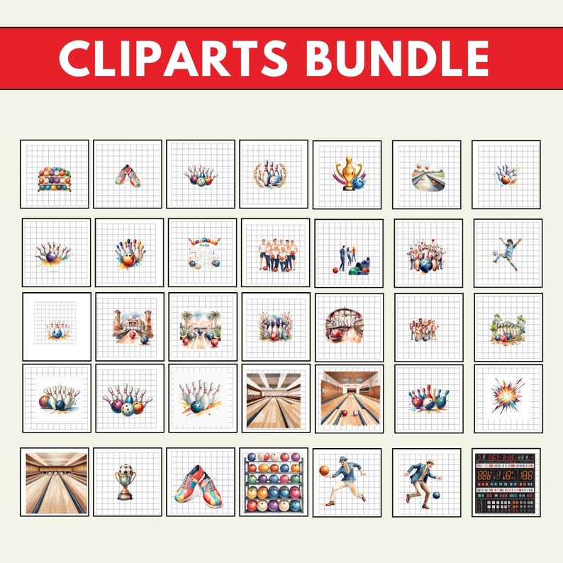 Bowling Clipart, Sports Clipart PNG Bundle, 125 PNG Bowling Clipart ...
