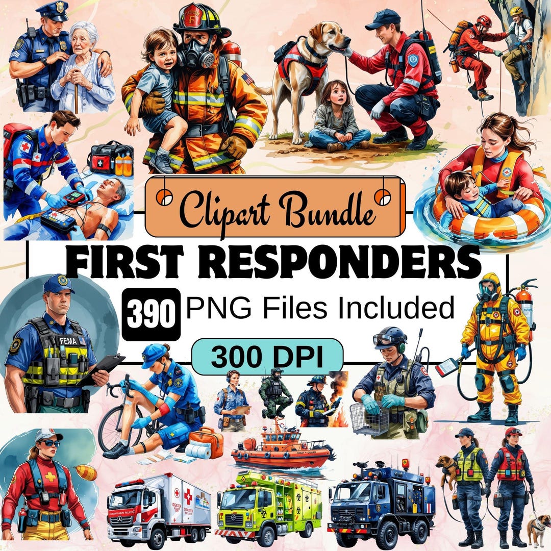 390 First Responder Clipart,first Responder Png Bundle,emergency Services PNG, Heroic Rescue ...