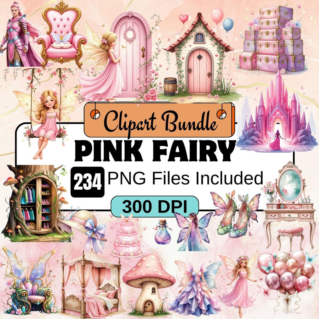 234pink Fairy Clipart,watercolor Fairy PNG Bundlemagical Fairy Clipart ...