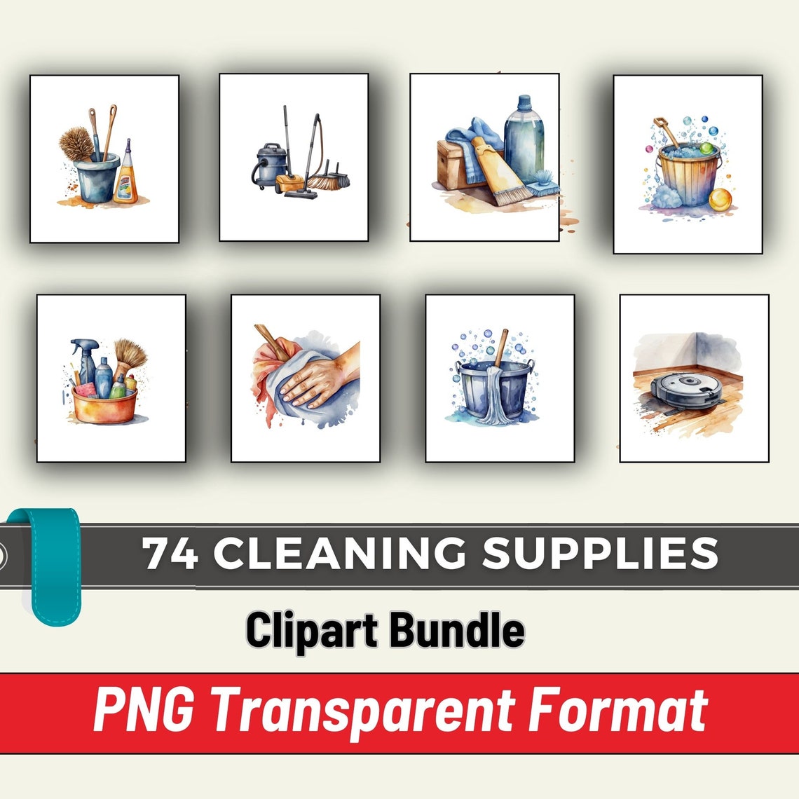 Cleaning Supplies Clipart, Kitchen Clipart PNG Bundle, 74 PNG Cleaning ...