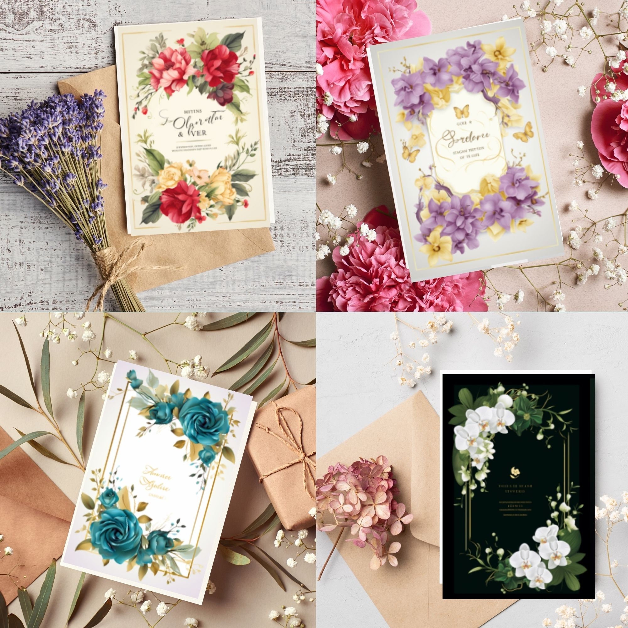 100 Midjourney Prompts for Invitation Card Premium Watercolor Floral ...