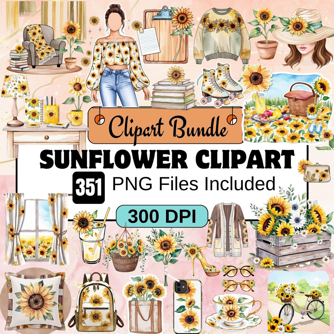 351sunflower PNG Clipart | Hand Painted Sunflower Illustrations ...