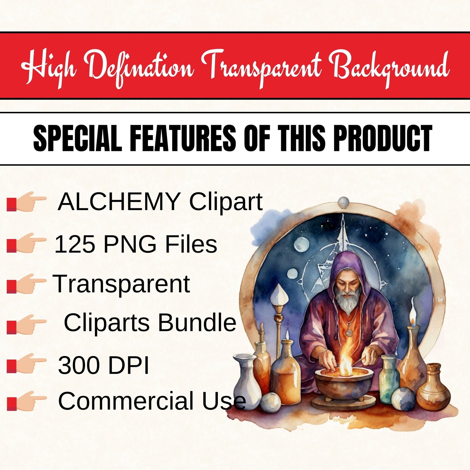 Alchemy Clipart, Fantasy Clipart PNG Bundle, 125 PNG Alchemy Clipart ...