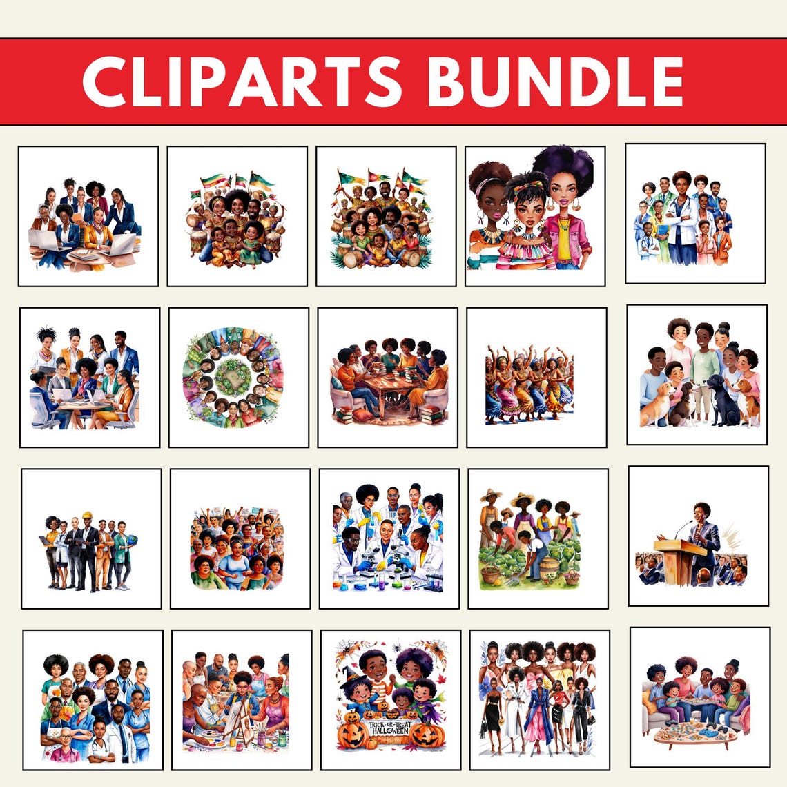 Black People Clipart, People Clipart PNG Bundle, 275 PNG Black People ...