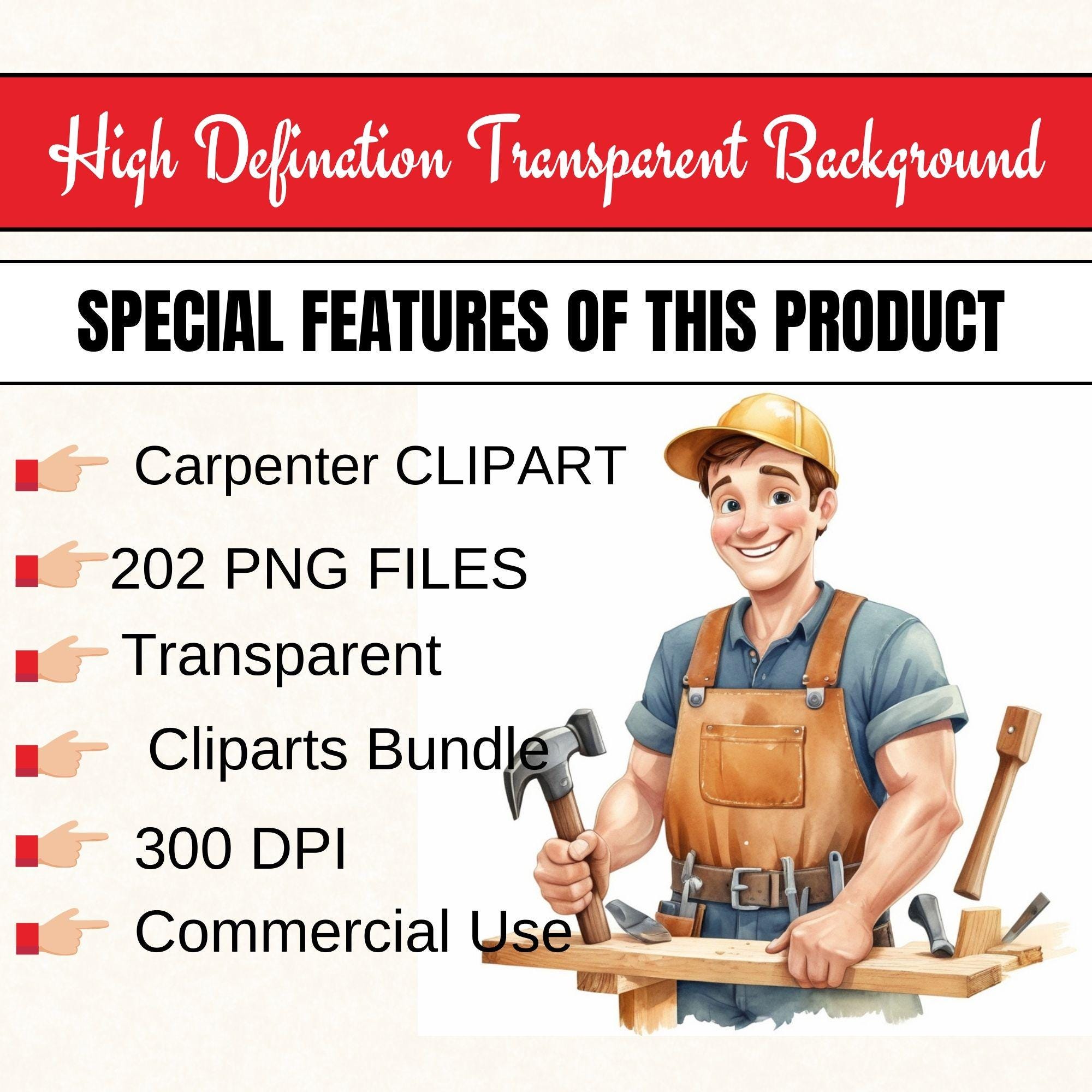 Carpenter Clipart, Carpenter Tools Clipart PNG Bundle, 110 PNG ...