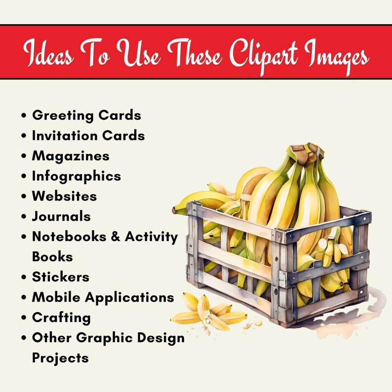 Banana Clipart, Watercolor Banana PNG Bundle, 24 PNG Banana Clipart ...