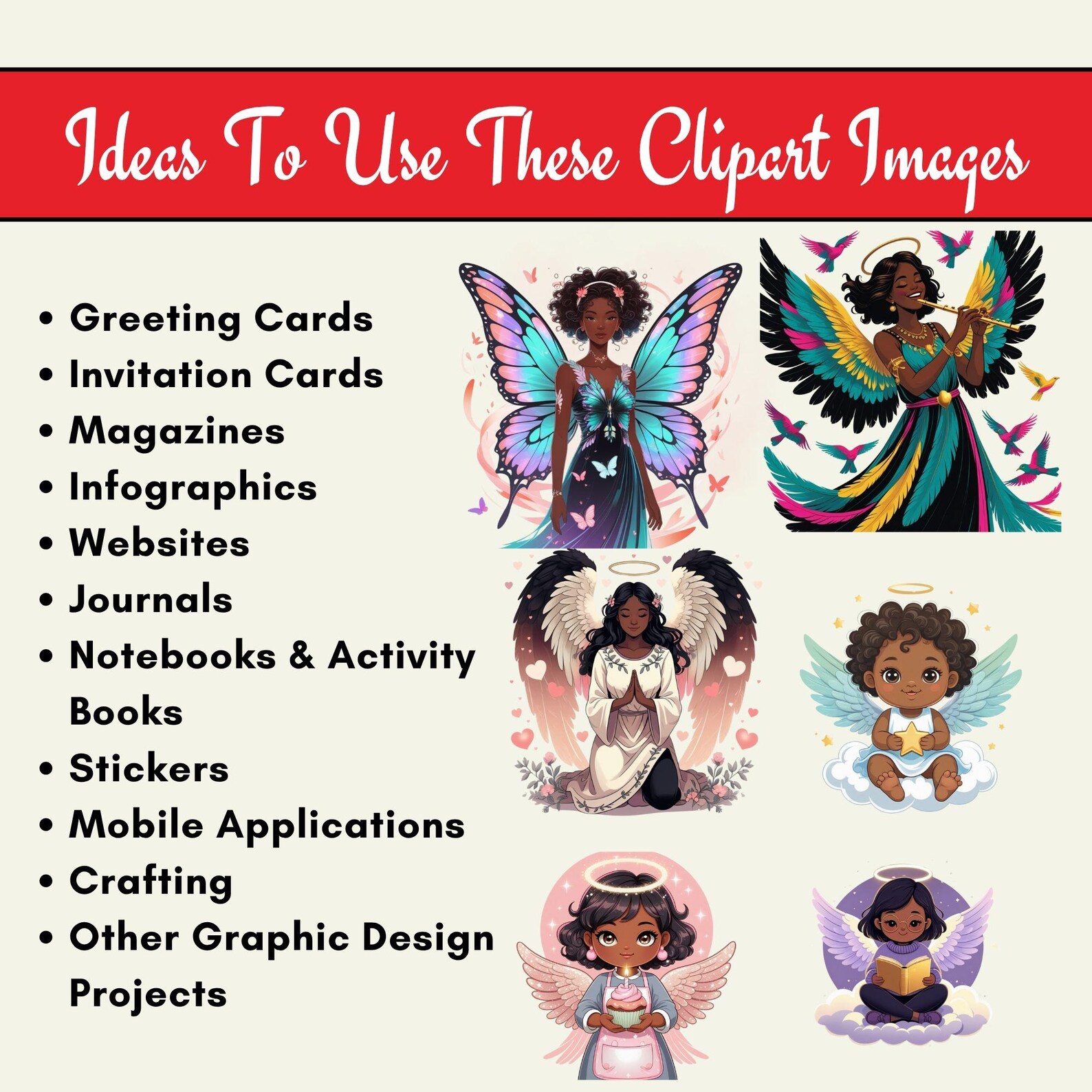 Black Angel Clipart,african American Angel PNG Bundle,spiritual ...