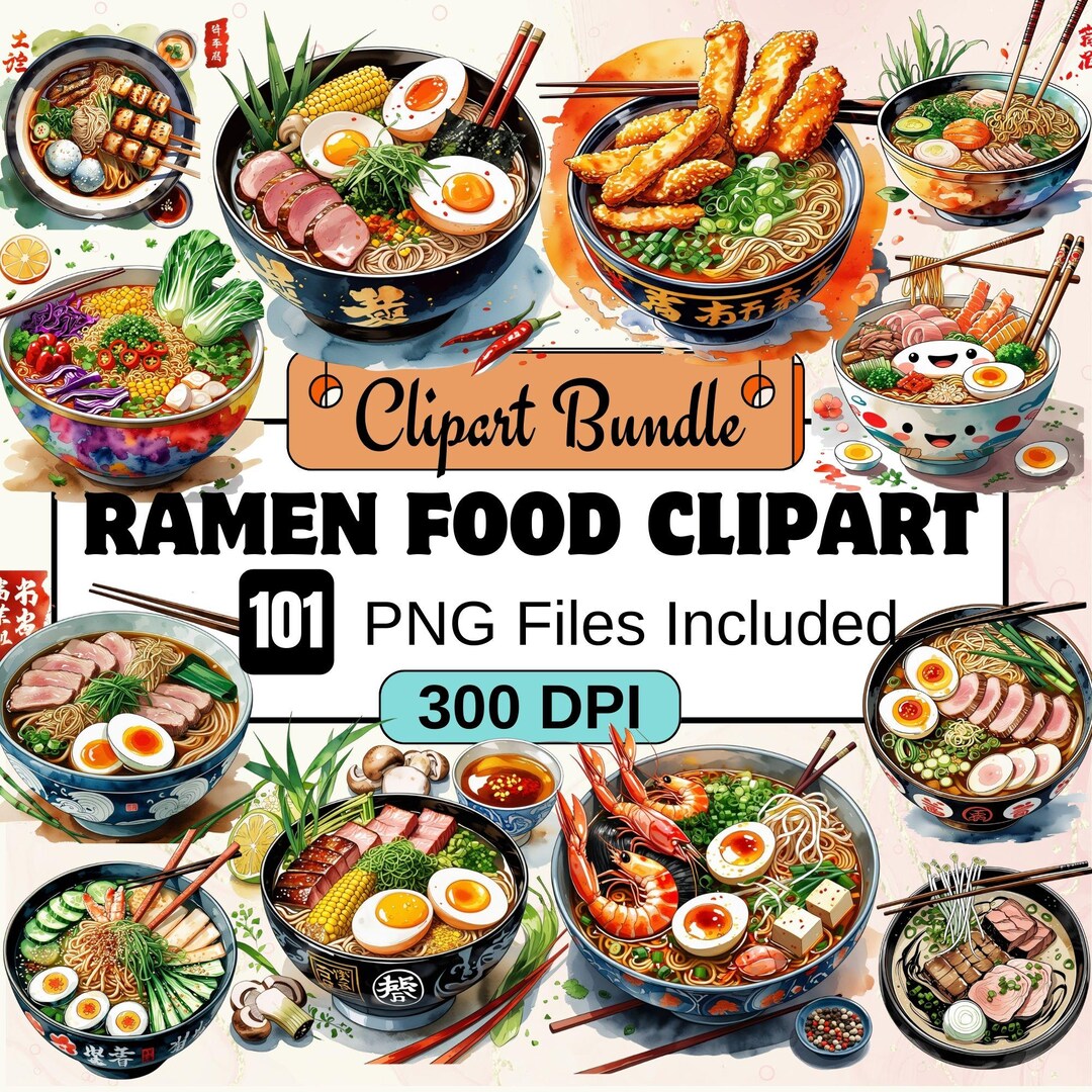 Ramen Clipart,korean Dish Clipart PNG Bundle Japanese Food Clipart Boba ...