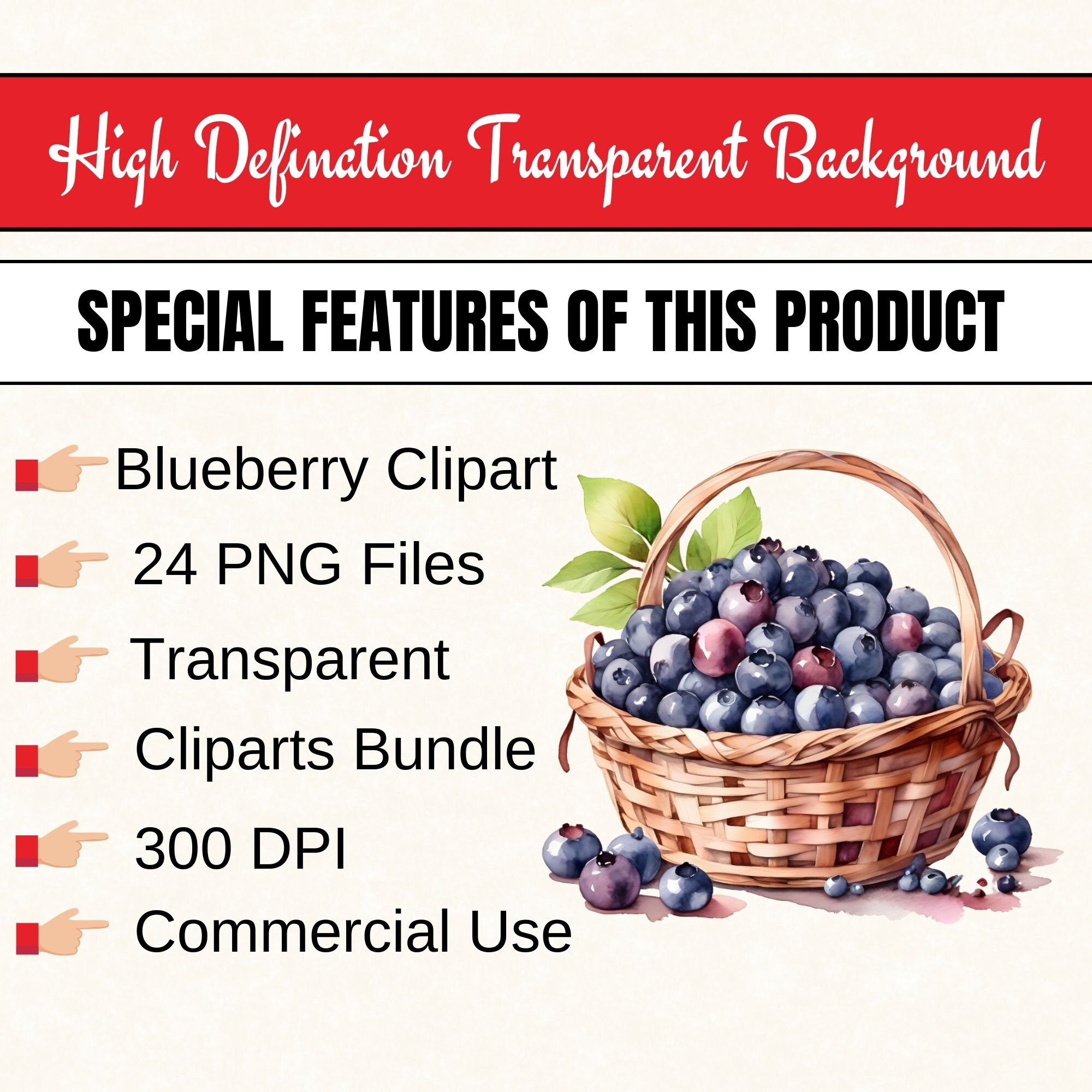 Blueberry Clipart, Delightful Blueberry PNG Bundle, 24 PNG Blueberry ...
