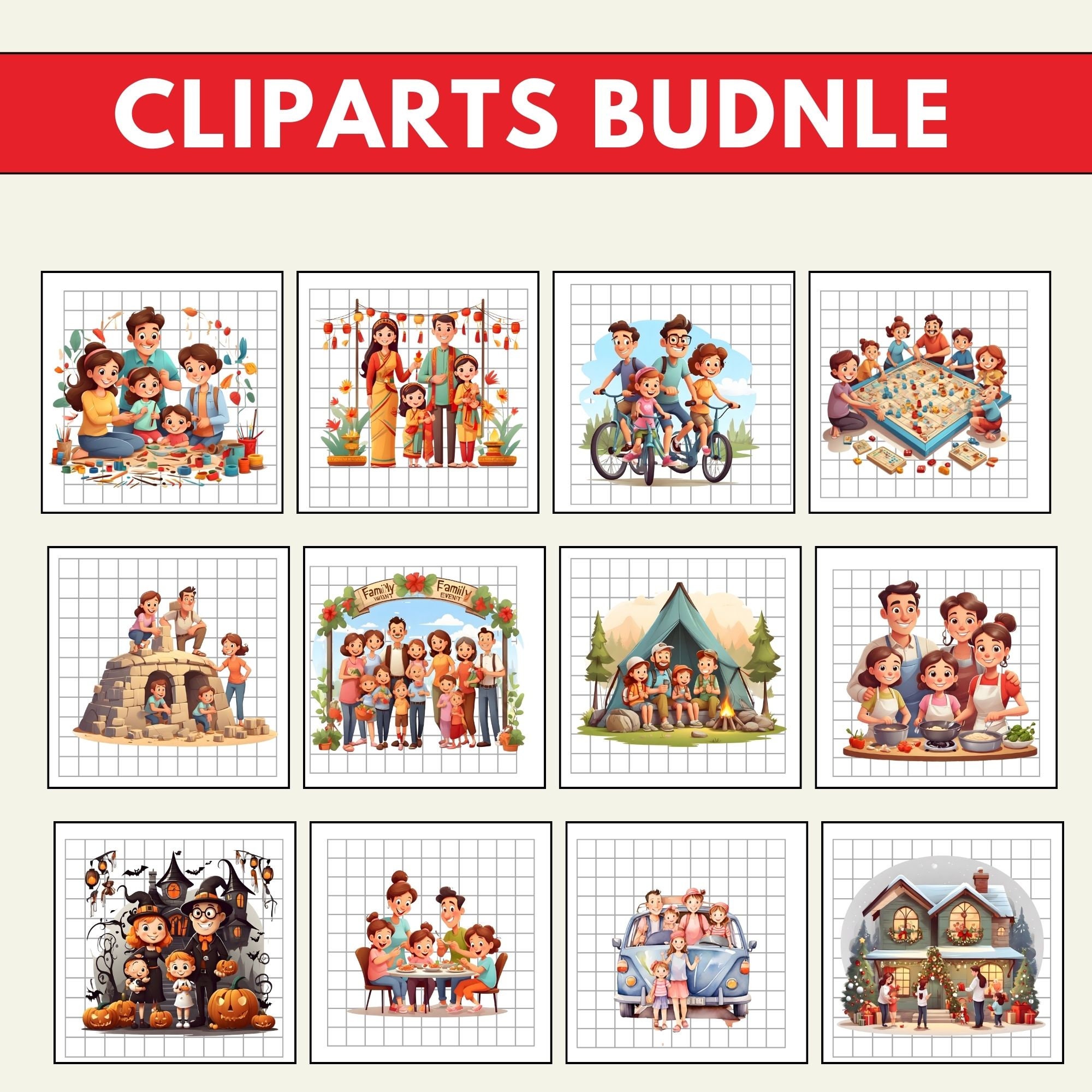 Cute Family Clipart Clipart, Family Time Clipart PNG Bundle, 24 PNG ...