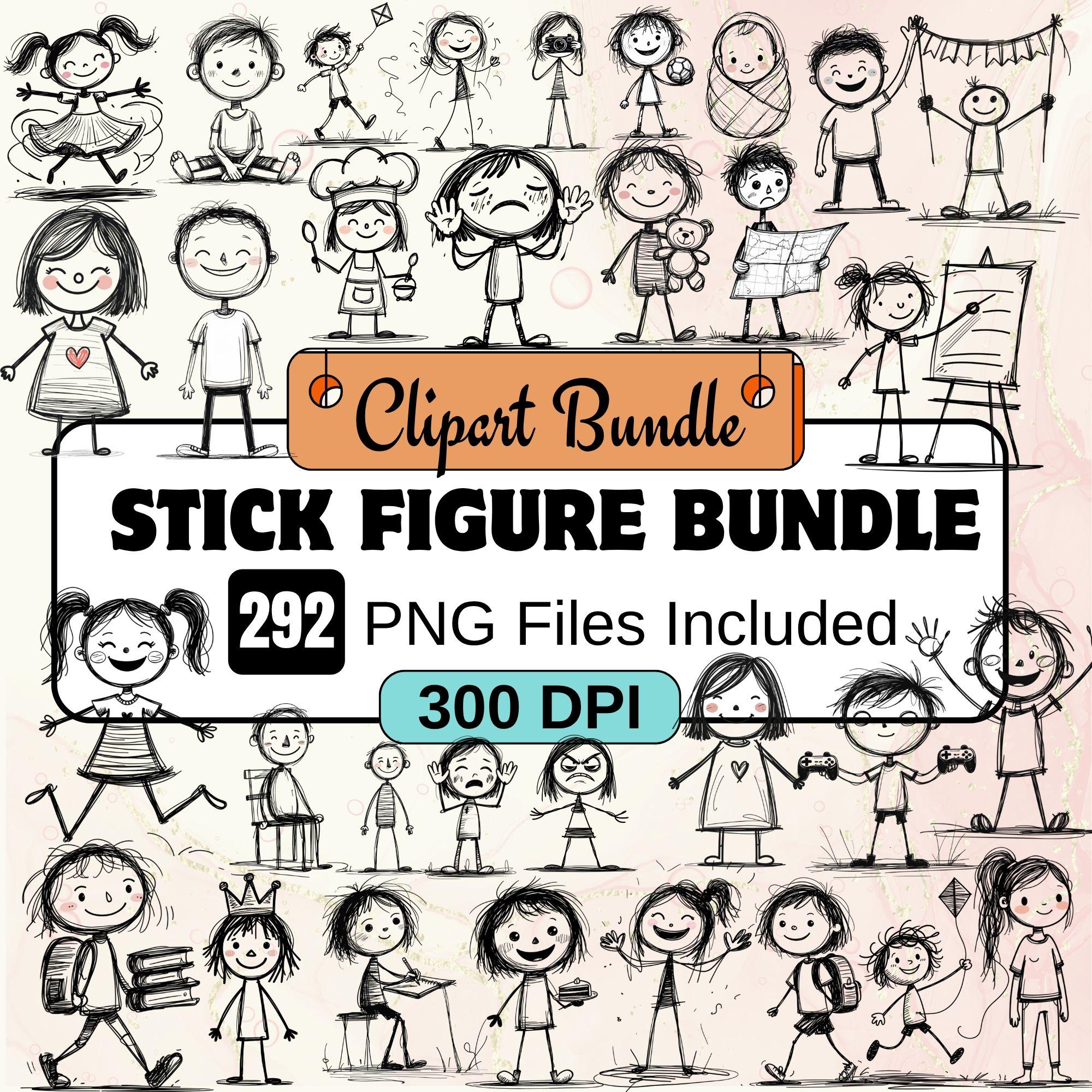 Stick Figure SVG Bundle,stick People Clipart,family Stick Figures, Kids ...