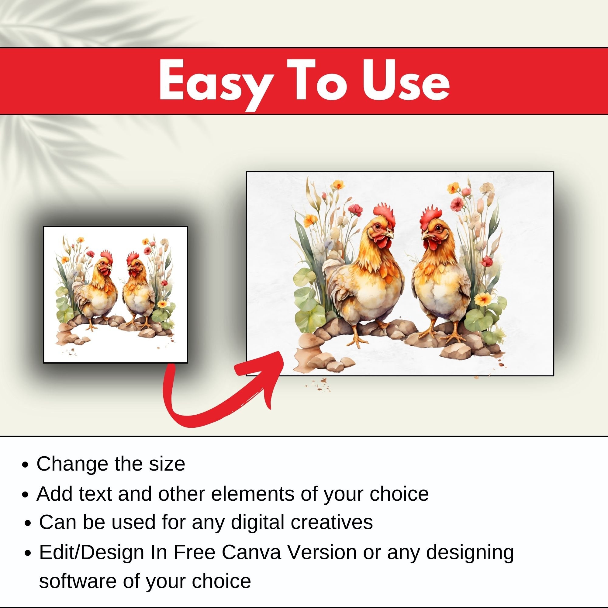 Chicken Clipart, Watercolor Chicken PNG Bundle, 24 PNG Farm Animals ...