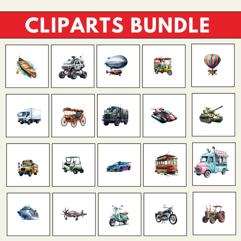 Vehicle Clipart,transportation PNG Clipart Bundle,public Transportation ...