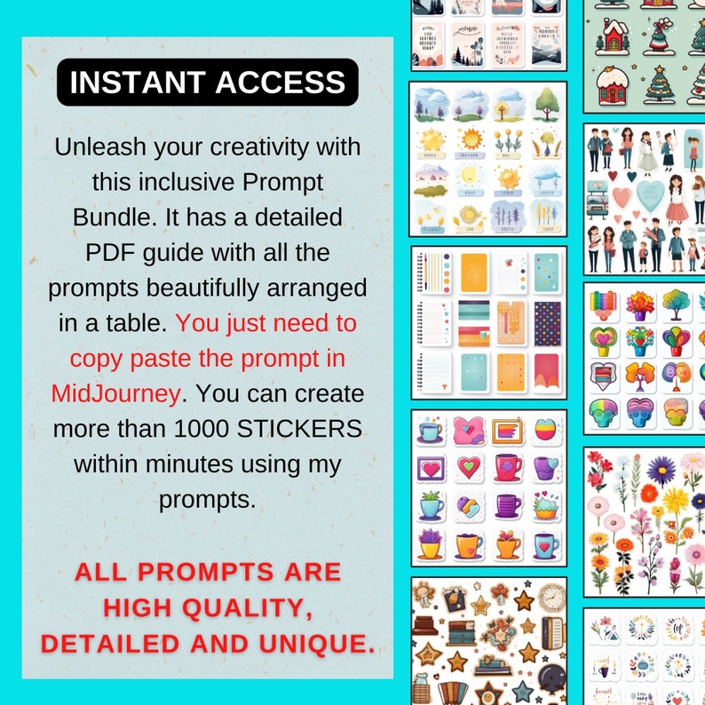 1000 Stickers for Planners/journals, Midjourney Prompts for Stickers ...