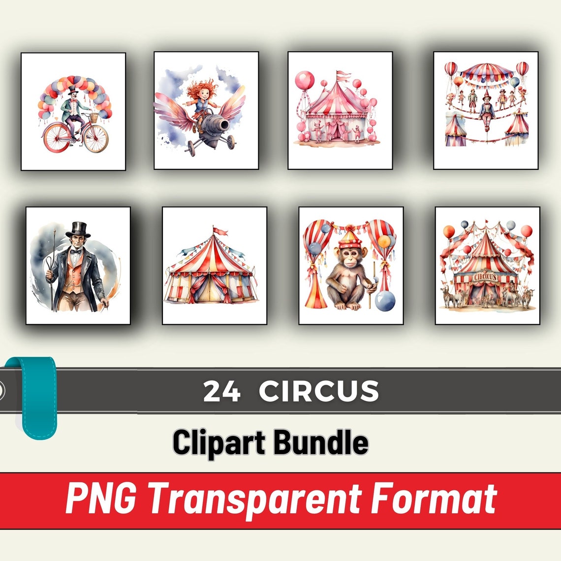 Circus Clipart, Circus Animal Clipart PNG Bundle, 24 PNG Circus Clipart ...
