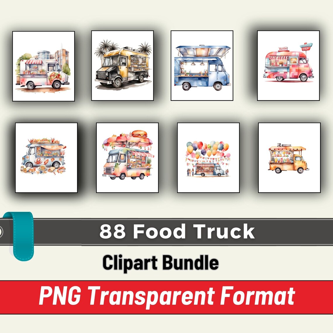 Food Truck Clipart, Food Clipart PNG Bundle, 88 PNG Food Truck Clipart ...