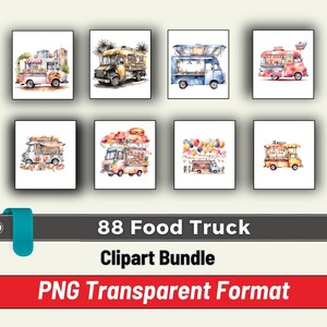 Food Truck Clipart, Food Clipart PNG Bundle, 88 PNG Food Truck Clipart ...