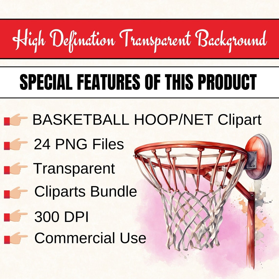 Basketball Hoop Clipart, Sports Clipart PNG Bundle, 24 PNG Basketball ...