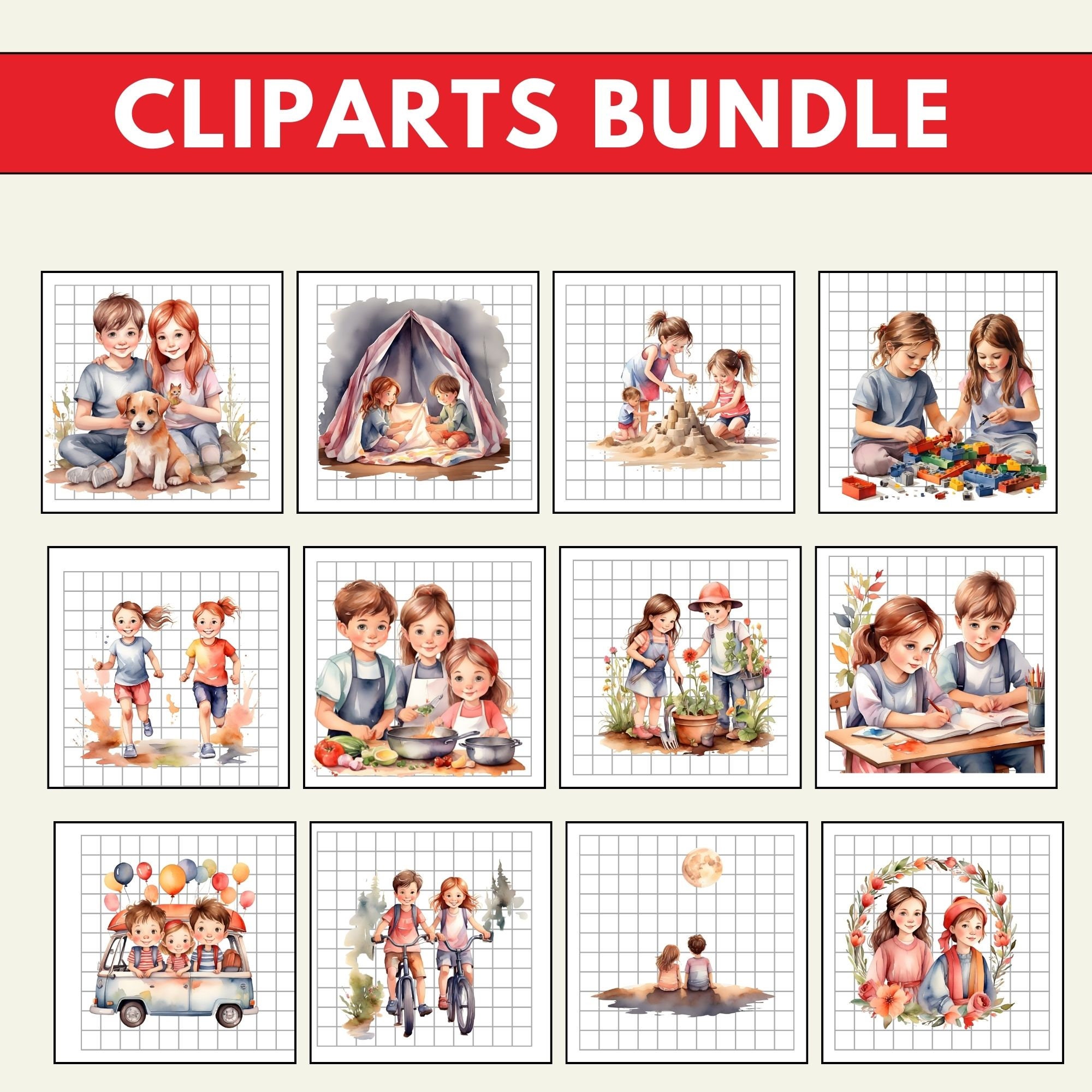 Siblings Clipart, Family Clipart PNG Bundle, 24 PNG Siblings Clipart ...