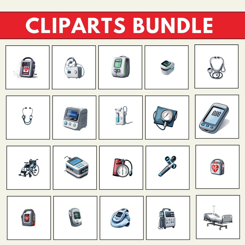 Medical Equipment Clipart, Medical Clipart PNG Bundle,medical ...