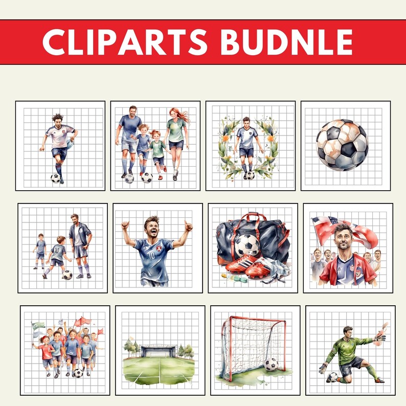 Soccer Clipart, Sports Clipart PNG Bundle, 24 PNG Soccer Clipart Bundle ...