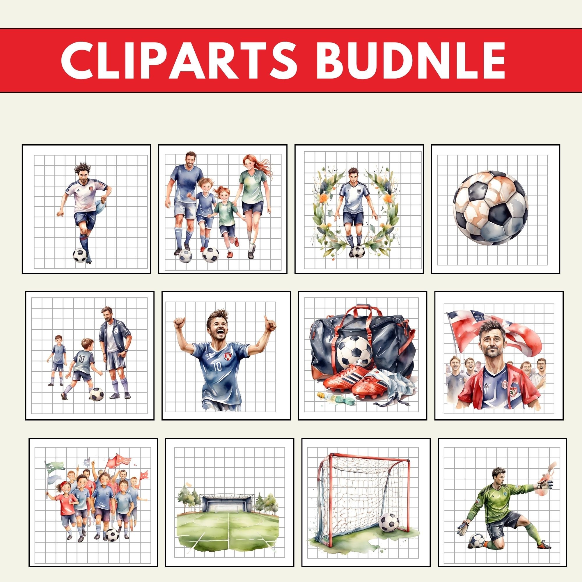 Soccer Clipart, Sports Clipart PNG Bundle, 24 PNG Soccer Clipart Bundle ...